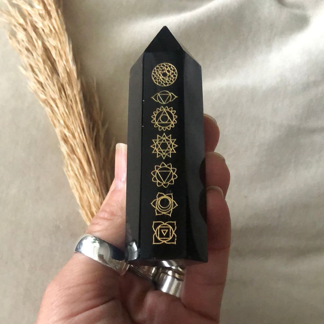 Black Obsidian Chakra Tower – The Rare Finds - Mcr